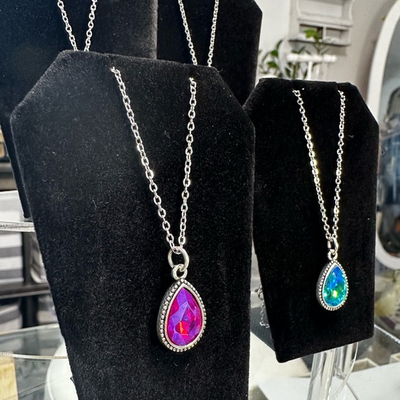 Jewelry | Teardrops Glass Pendant 18 Stainless Steel Chain | Poshmark